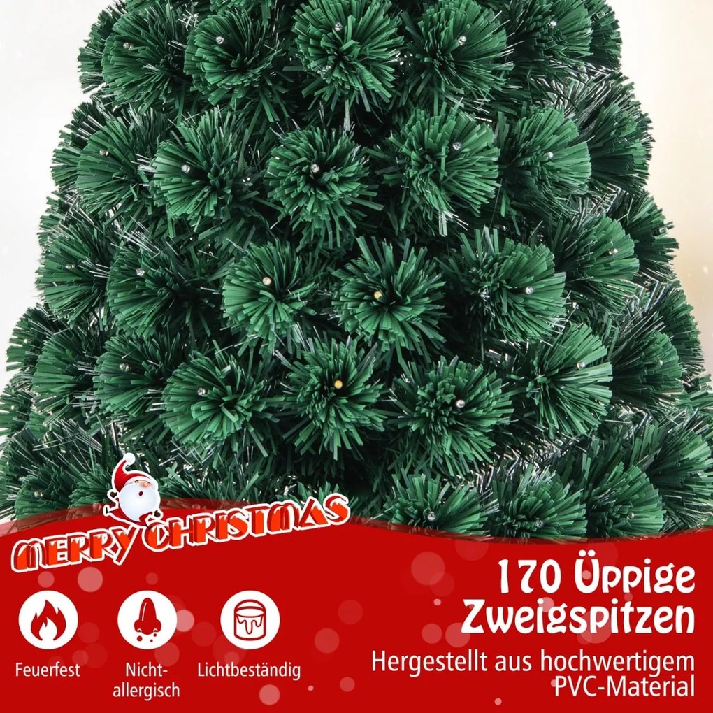 Costway Umělý vánoční stromek 150 cm s 8 režimy osvětlení Vánoční strom