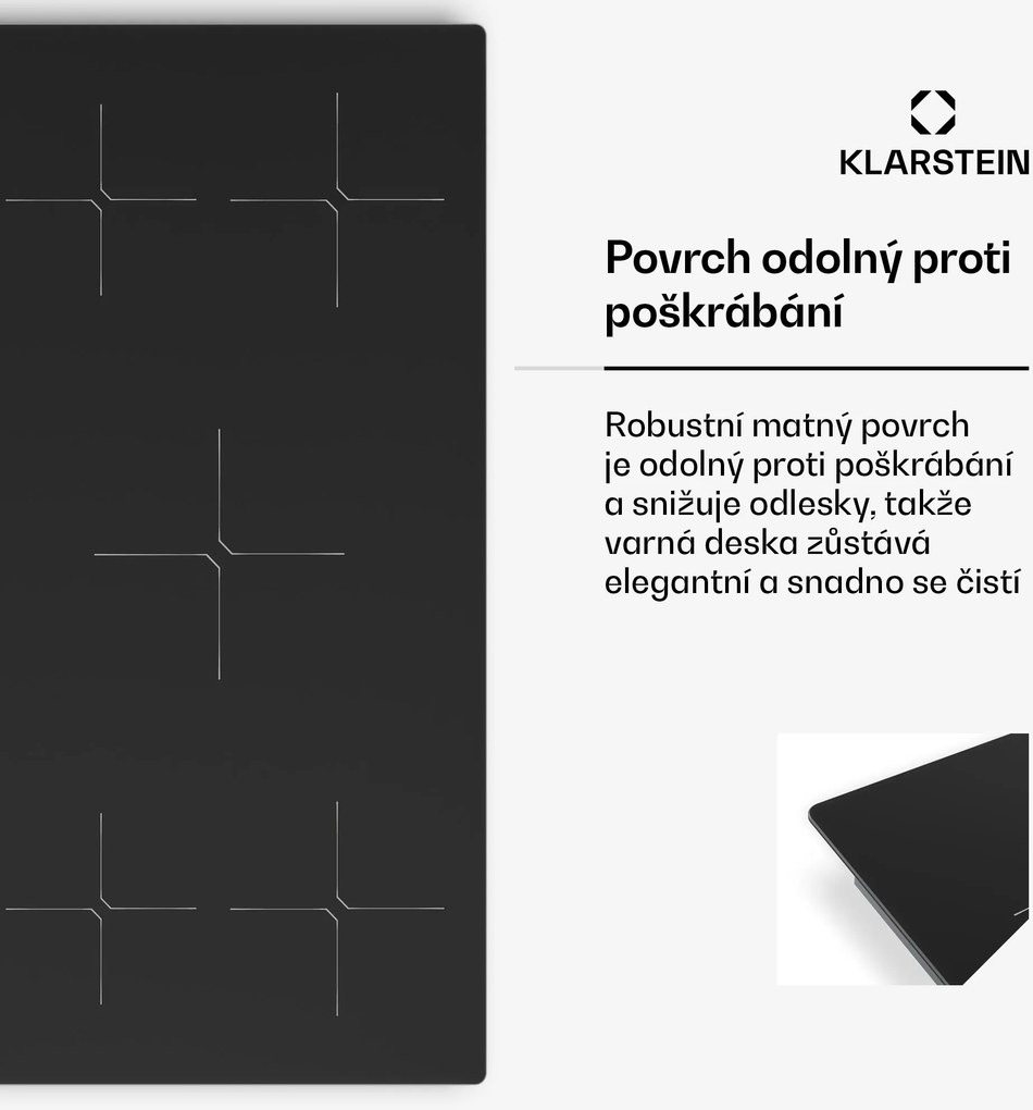 Klarstein PowerGlide indukční varná deska | povrch odolný vůči poškrábání | 5 varných zón | 9800 W | 90 cm