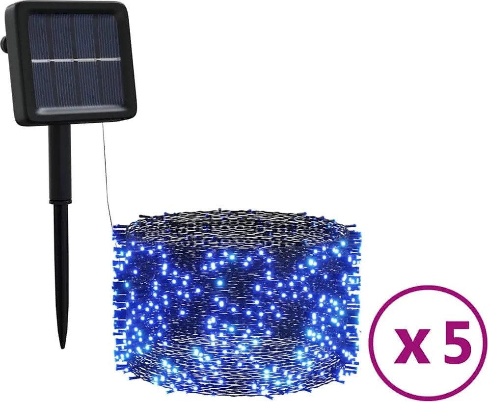 Solární světelné řetězy 5 ks 5 x 200 LED modré dovnitř i ven 328953