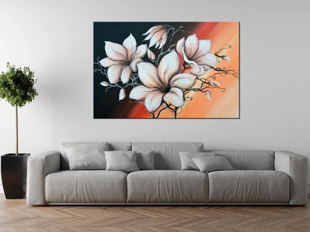 Gario Ručně malovaný obraz Magnolie při západu Rozměry: 70 x 100 cm