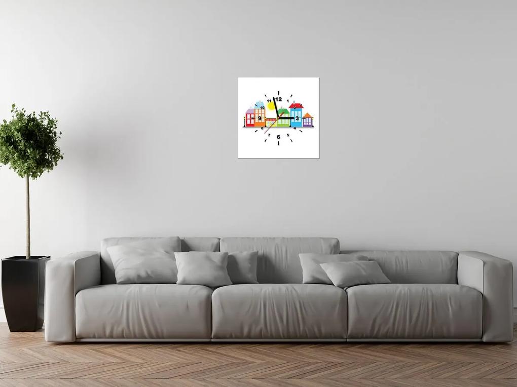Gario Obraz s hodinami Barevné domky Rozměry: 40 x 40 cm