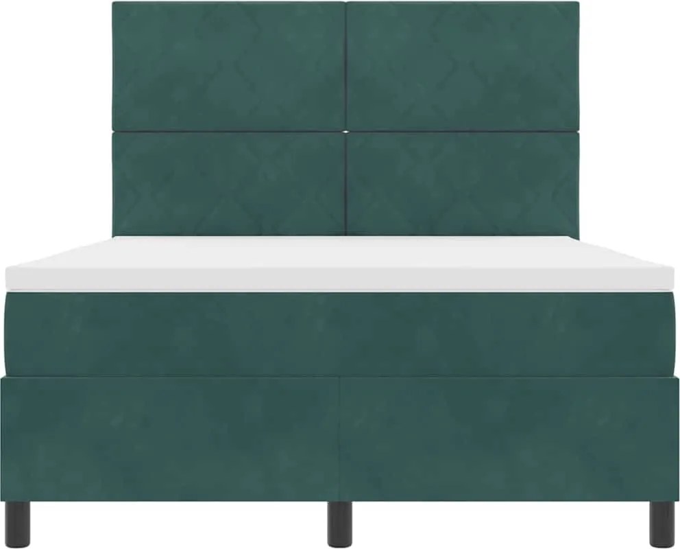 Postel s boxspringem s čelo Tmavě zelená 140 x 190 cm samet 3339899