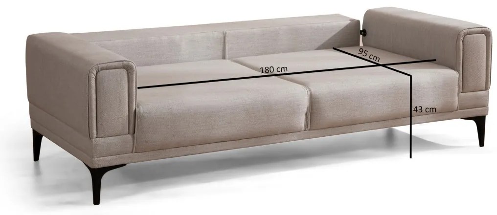 Třímístná rozkládací pohovka Horizon 230 cm ecru