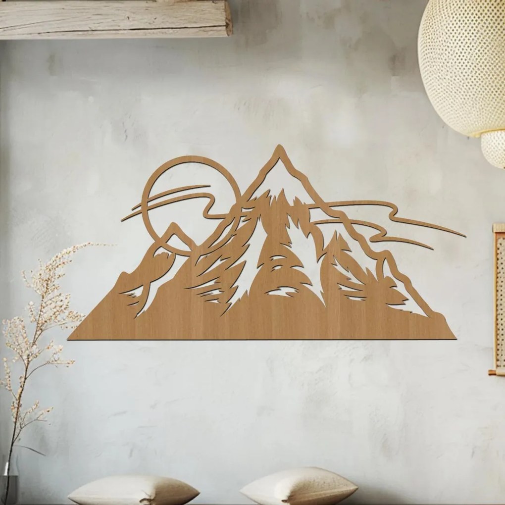 dřevo života Dřevěné hory s východem slunce na zeď Rozměry (cm): 40x20, Barevný vzor: Černá