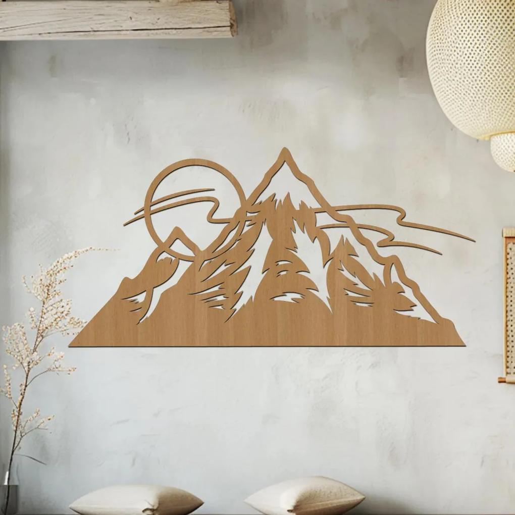dřevo života Dřevěné hory s východem slunce na zeď Rozměry (cm): 60x30, Barevný vzor: Třešeň