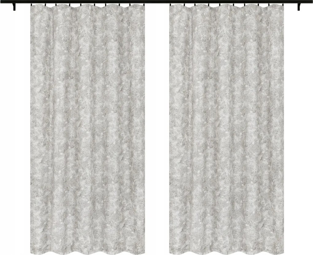 Závěsy Hotové Na Špendlíky 140X250 Šedý Kamenný Vzor 2 Kusy Závěs Žabky