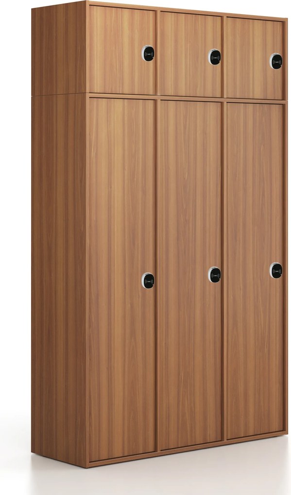 Nástavba pro skříně FRAME, 3x dveře, 1299 x 450 x 427 mm, RFID zámek, ořech