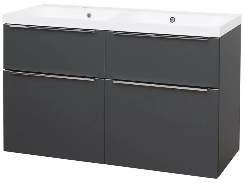 Mereo Mereo, Mailo, koupelnová skříňka s umyvadlem z litého mramoru 121 cm, bílá, dub, antracit, CN533M