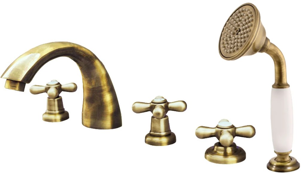 Slezák - RAV Vanová baterie 5-otvorová MORAVA RETRO - MK169.xPSM, Stará mosaz (Bronz) Připojovací hadičky - závit: 3/8"