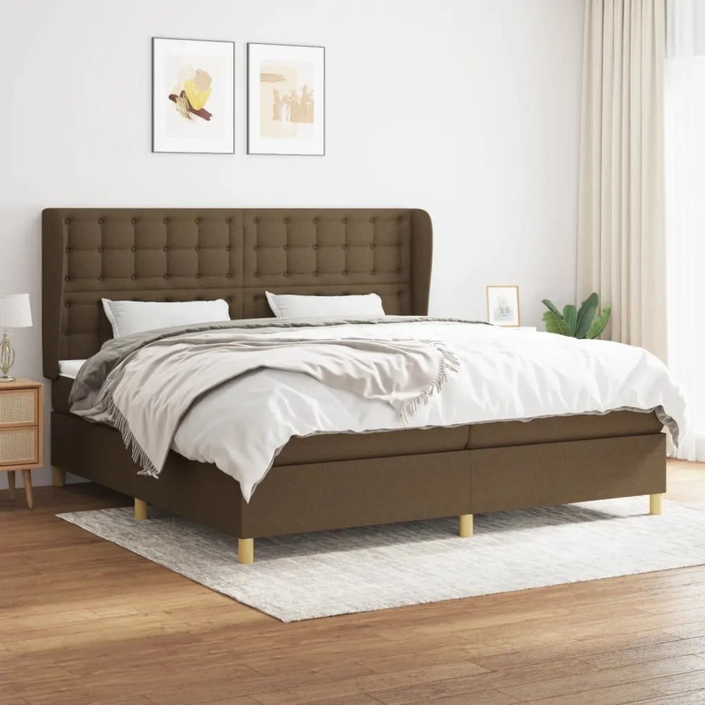 Box spring postel s matrací tmavě hnědá 200x200 cm textil 3128872