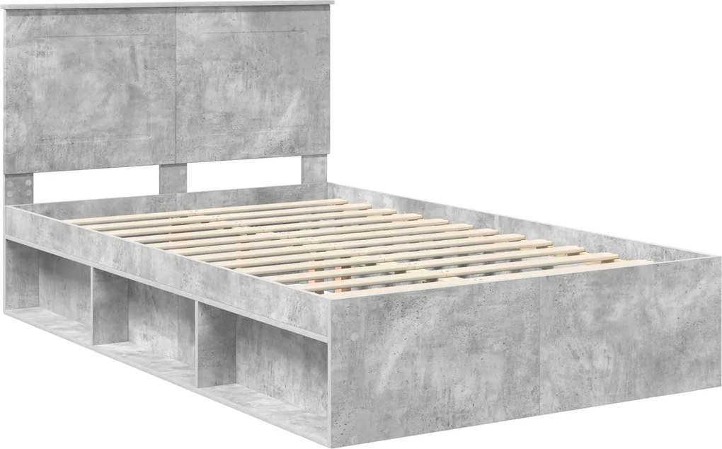 Rám postele s čelo Beton 120 x 200 cm Masivní borové dřevo 3409384