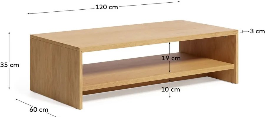 Konferenční stolek v dekoru dubu v přírodní barvě 60x120 cm Abilen – Kave Home