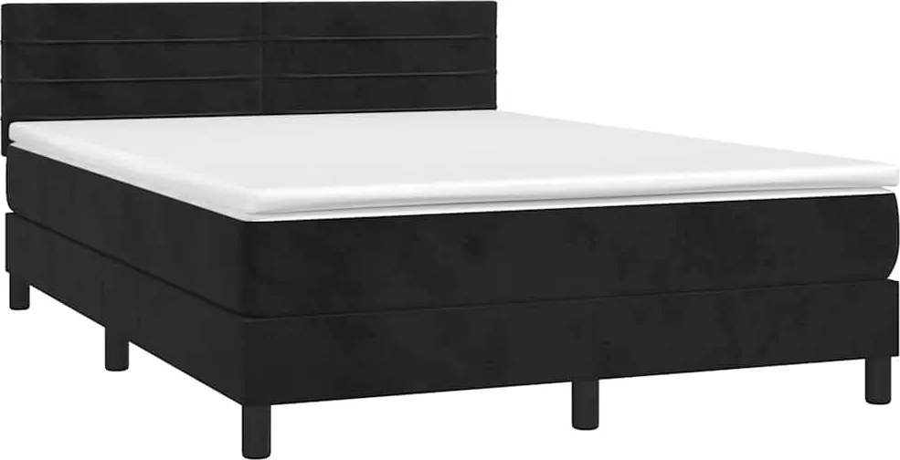 Box spring postel s matrací černá 140x200 cm samet 3141367