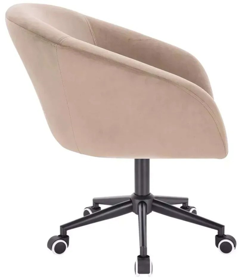 LuxuryForm DESIGN Otočná židle VENICE VELUR na černé podstavě s kolečky - latte