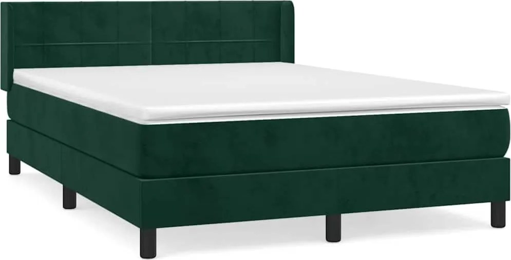 Box spring postel s matrací tmavě zelená 140x200 cm samet 3130964