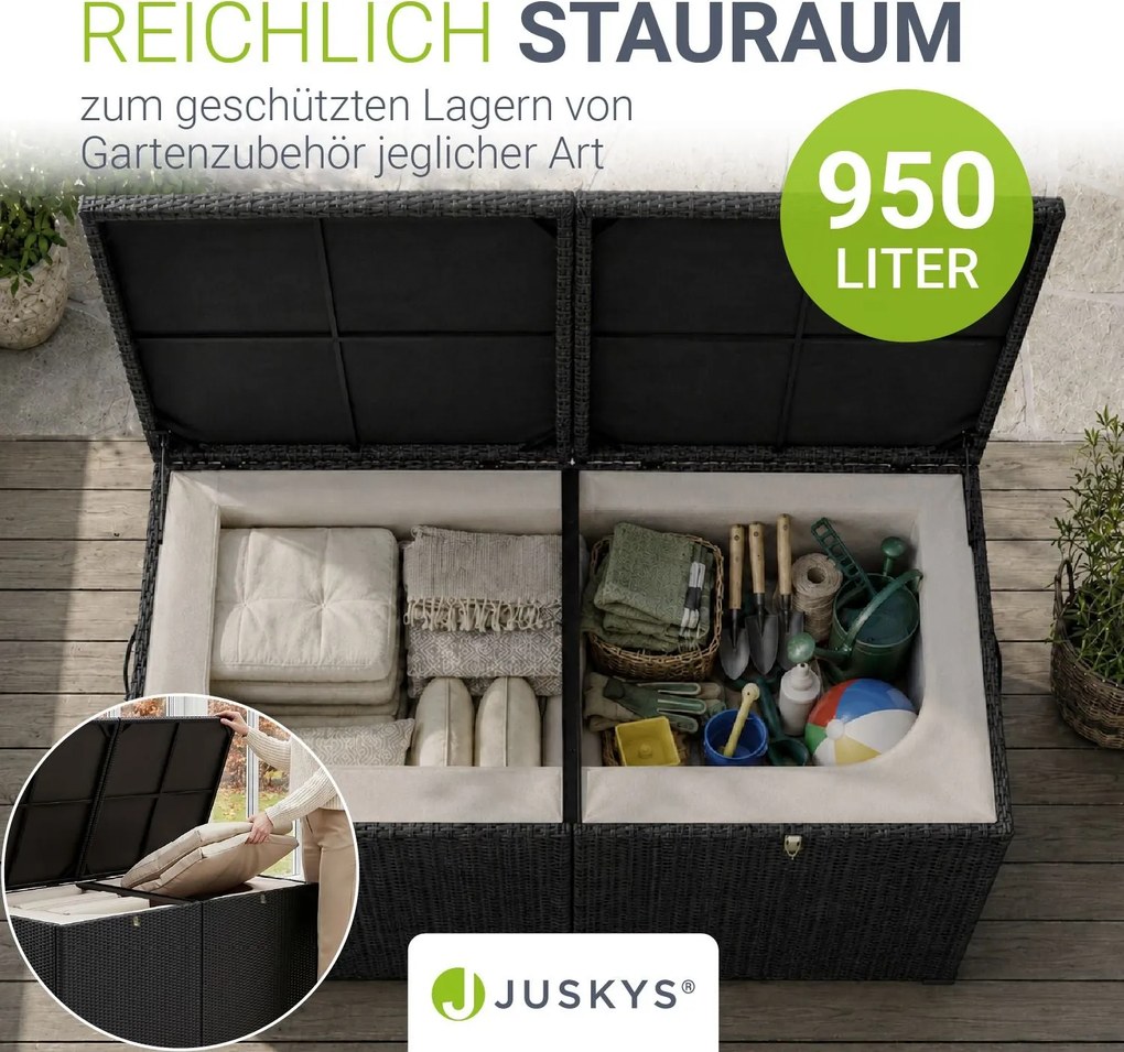 Juskys Polyratanový úložný box Ikaria 950 l Barva: šedý melír