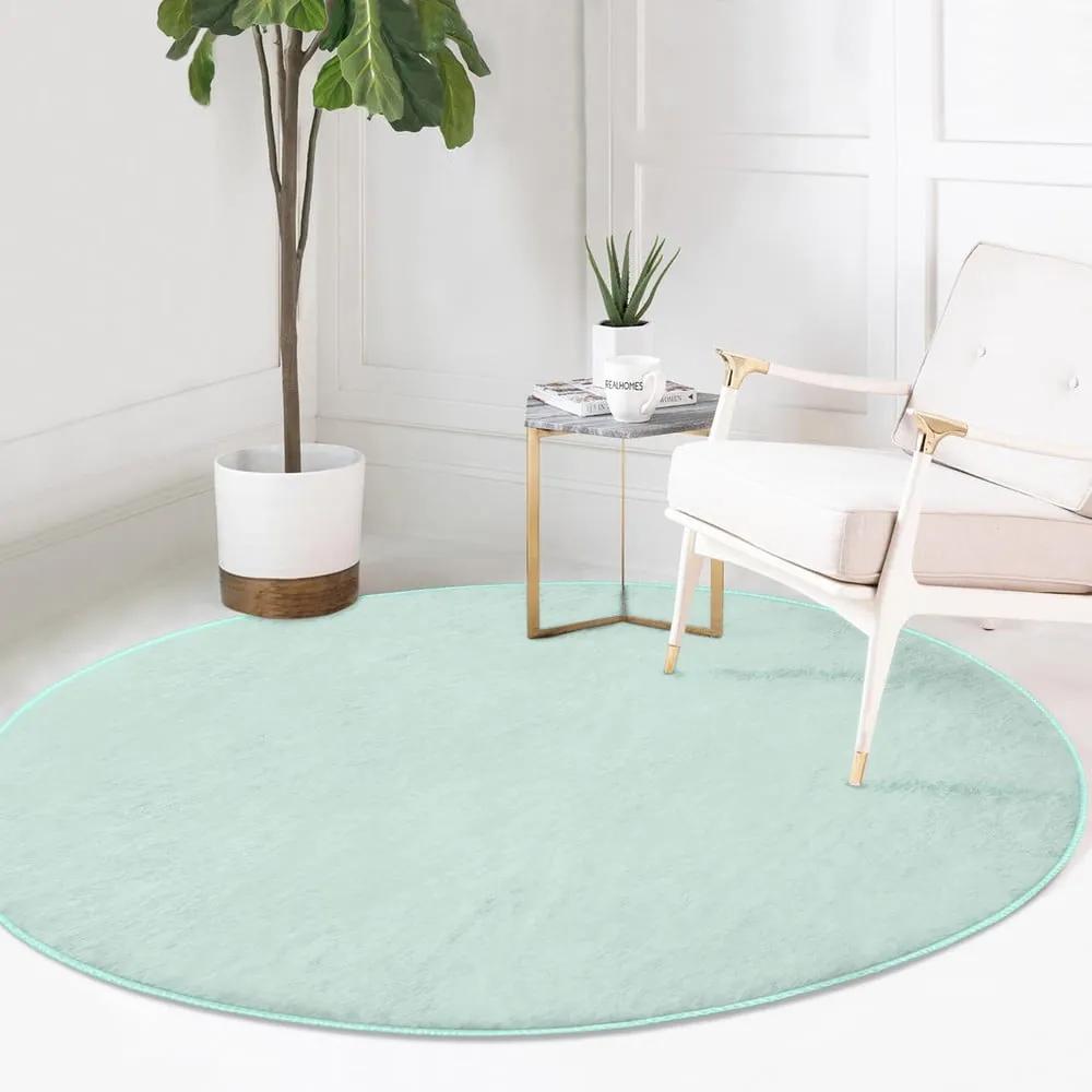 Pratelný kulatý koberec v mentolové barvě vhodný pro robotické vysavače ø 120 cm Comfort – Mila Home