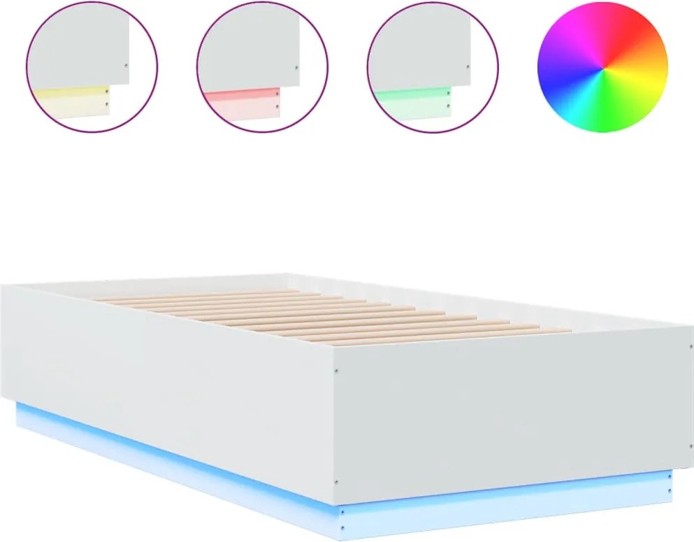 Rám postele s LED osvětlením bílý 75 x 190 cm kompozitní dřevo 3209667
