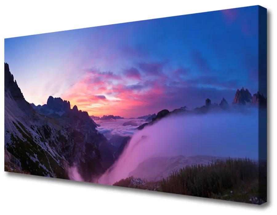 Obraz na plátně Mlha Hory Východ Slunce 100x50 cm