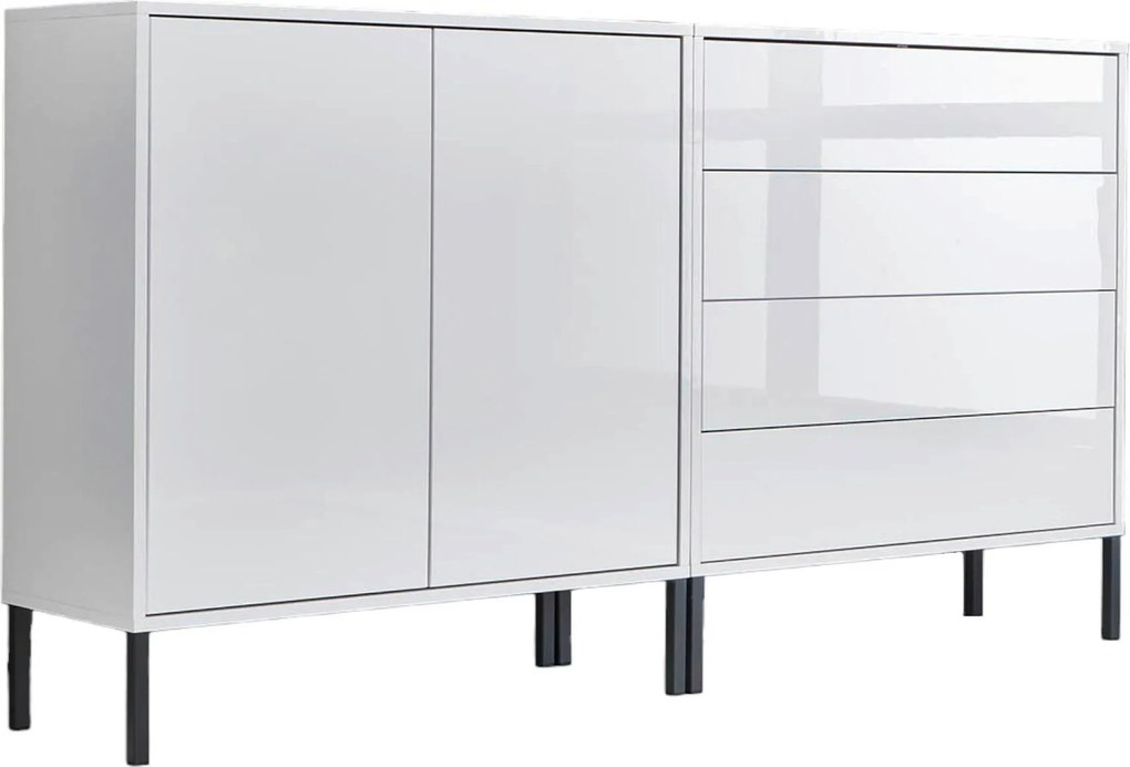 XXXLutz ŠIROKÁ KOMODA, bílá, vysoce lesklá bílá, 158/86/33 cm MID.YOU - Komody na nožičkách - 001067002201