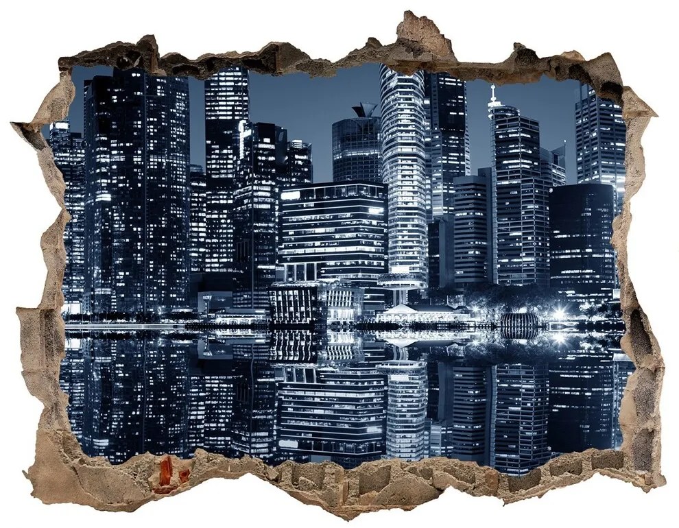 Wallmuralia Fototapeta díra na zeď 3D Singapur noc 95x64 cm