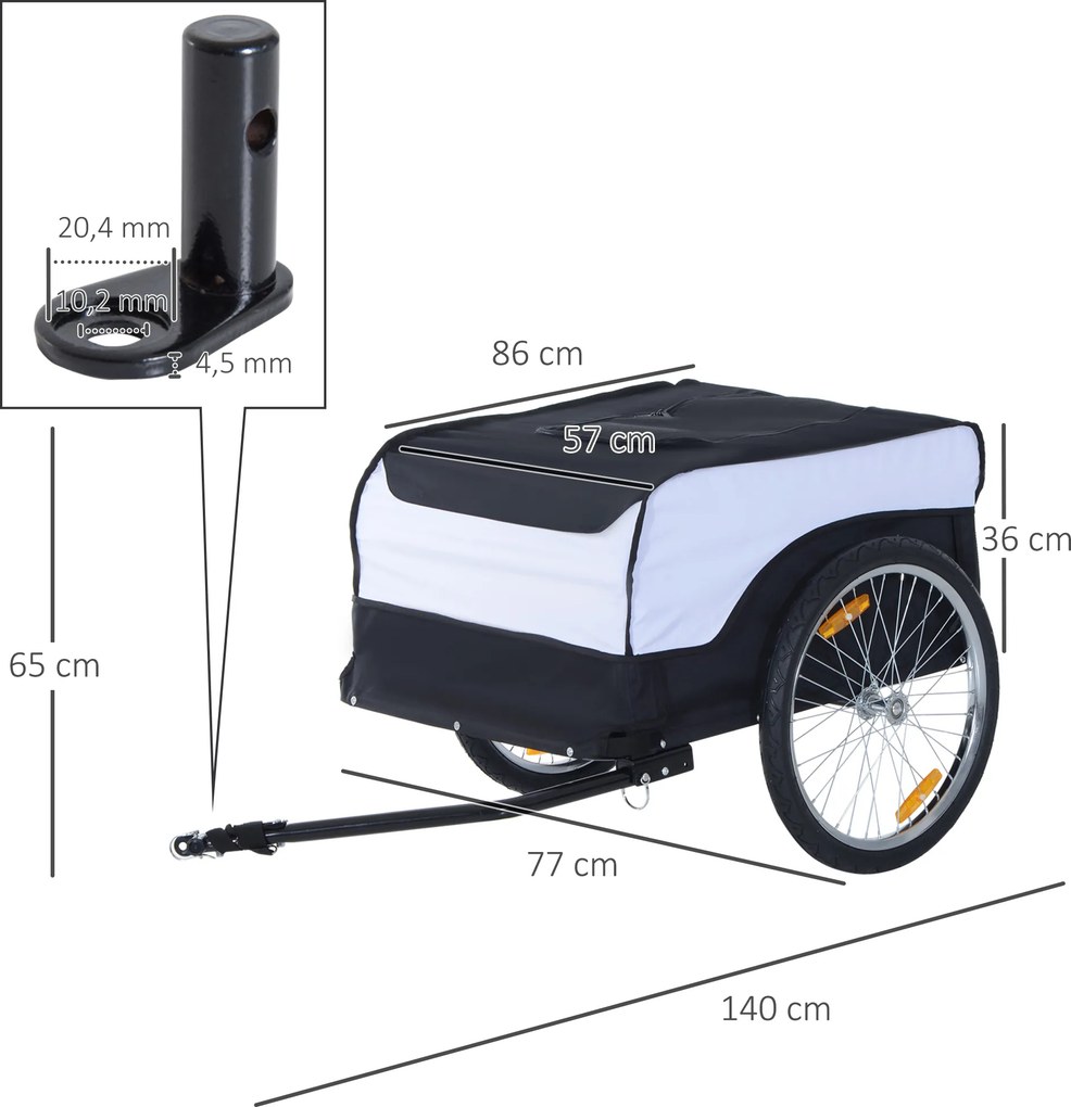 HOMCOM Ruční vozík s nosností 40 kg, skládací, bílo-černý, ocel a Oxford, 140x77x65cm, pro zahradu a dopravu