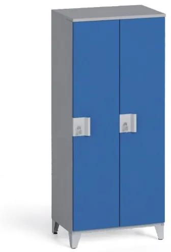 Šatní skříň dvoudílná 1400 x 600 x 400 mm, šedá/modrá