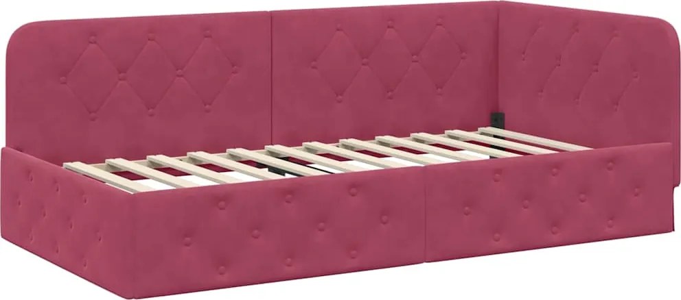 Rohový rám postele Víno Červené 90 x 200 cm samet 3394086