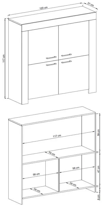 Skříňka Sky, dub riviera