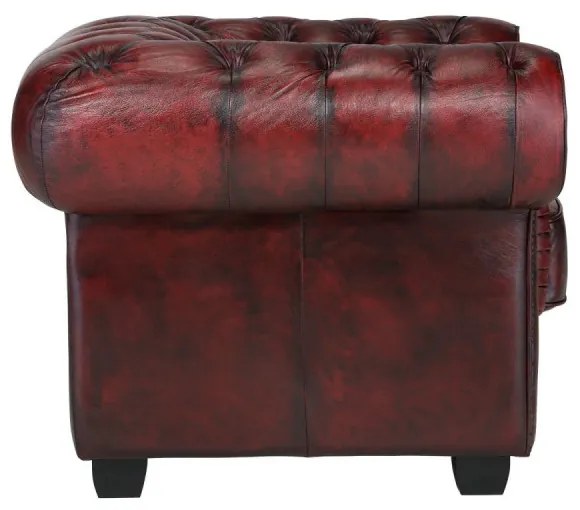 Massive home | Masivní křeslo Chesterfield z pravé kůže - červené