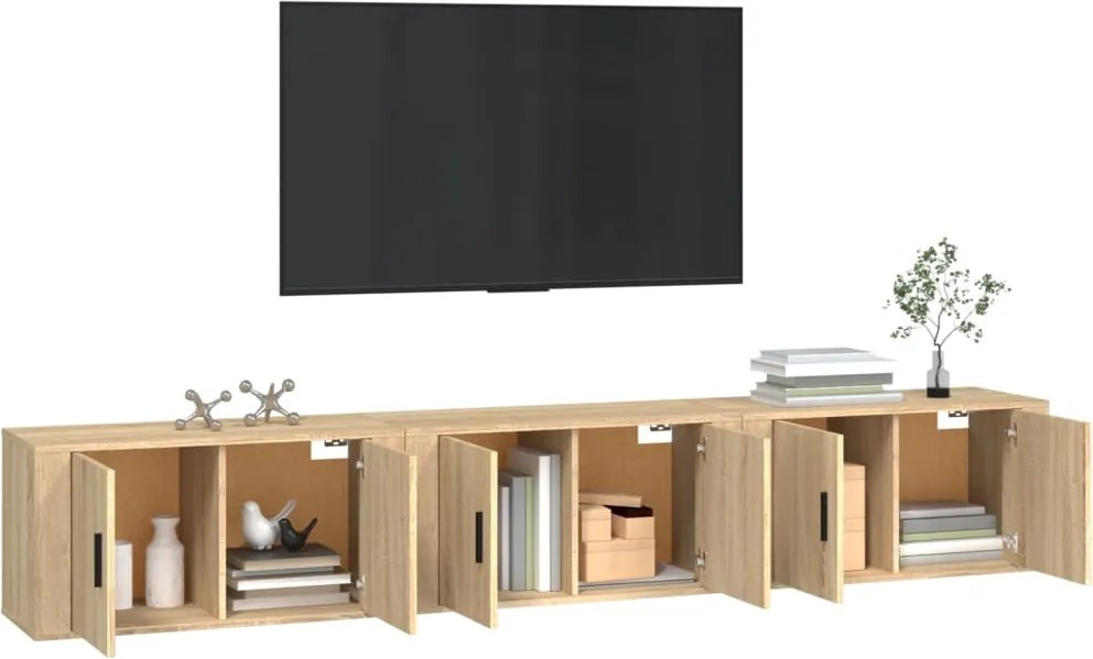Nástěnné TV skříňky 3 ks dub sonoma 80 x 34,5 x 40 cm 3188361