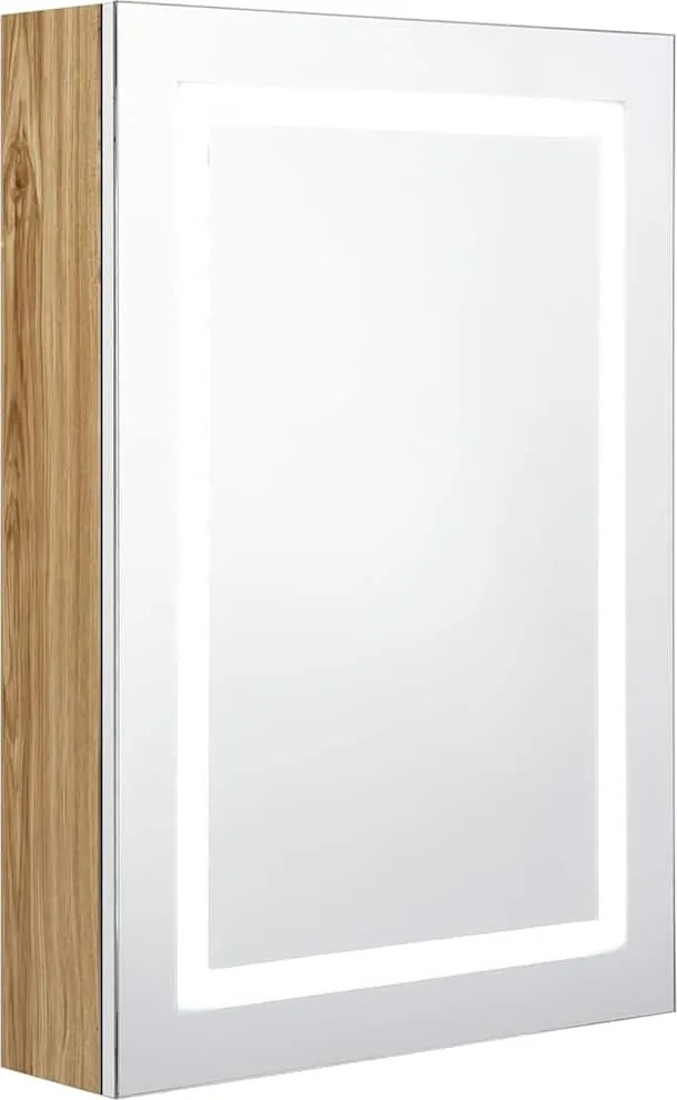 LED koupelnová skříňka se zrcadlem bílá a dub 50 x 13 x 70 cm 326493
