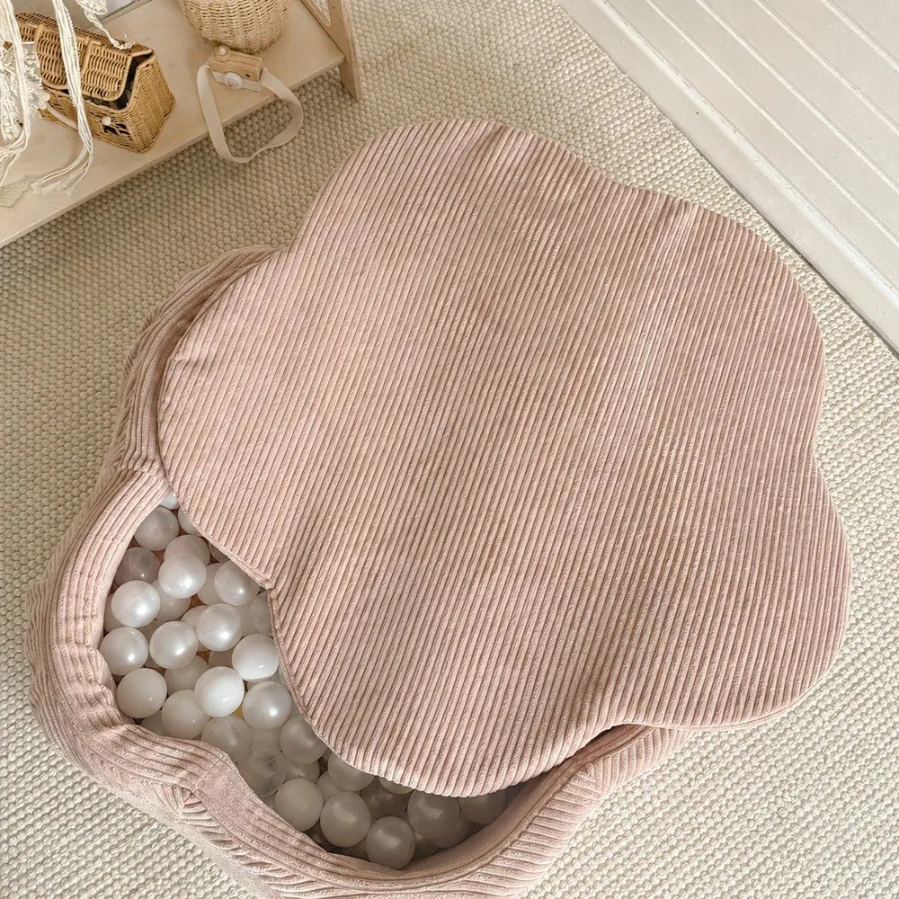 Růžový manšestrový bazének s míčky ø 90 cm výška 30 cm – Meowbaby