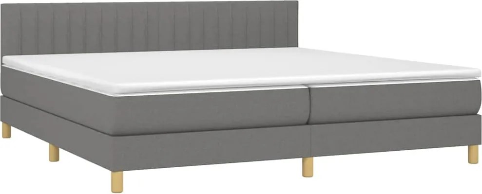 Box spring postel s matrací a LED tmavě šedá 200x200 cm textil 3133902