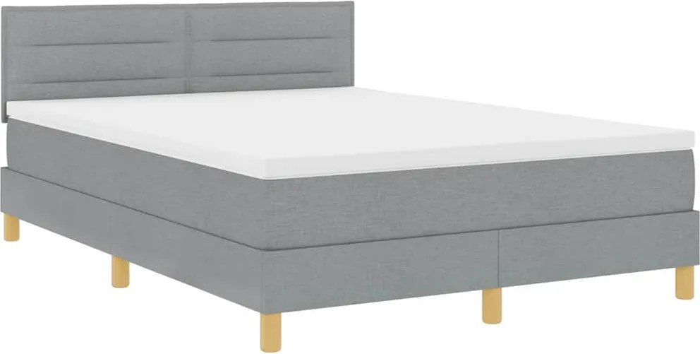 Postel s boxspringem s čelo Světle šedá 140 x 200 cm textil 3338846