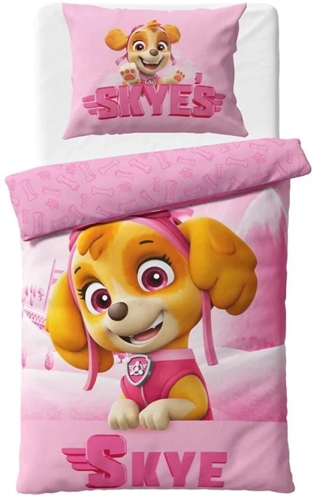 Bavlněné ložní povlečení Tlapková patrola - Paw Patrol - motiv pilotka Skye - 100% bavlna - 70x90 cm + 140x200 cm