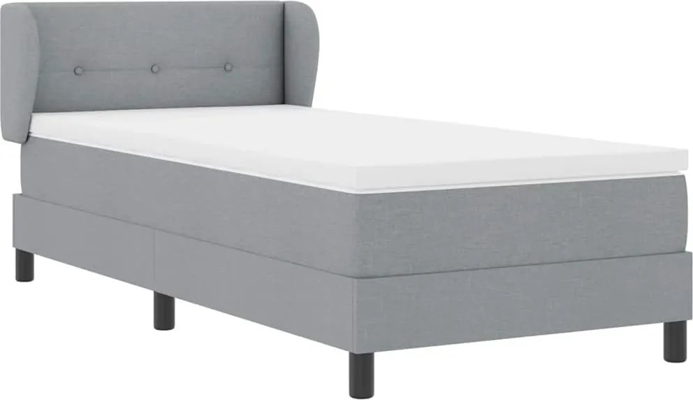 Postel s boxspringem s čelo Světle šedá 90 x 190 cm textil 3339996