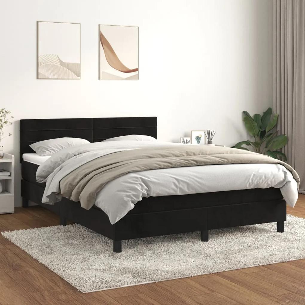 Box spring postel s matrací černá 140 x 190 cm samet,  3141361