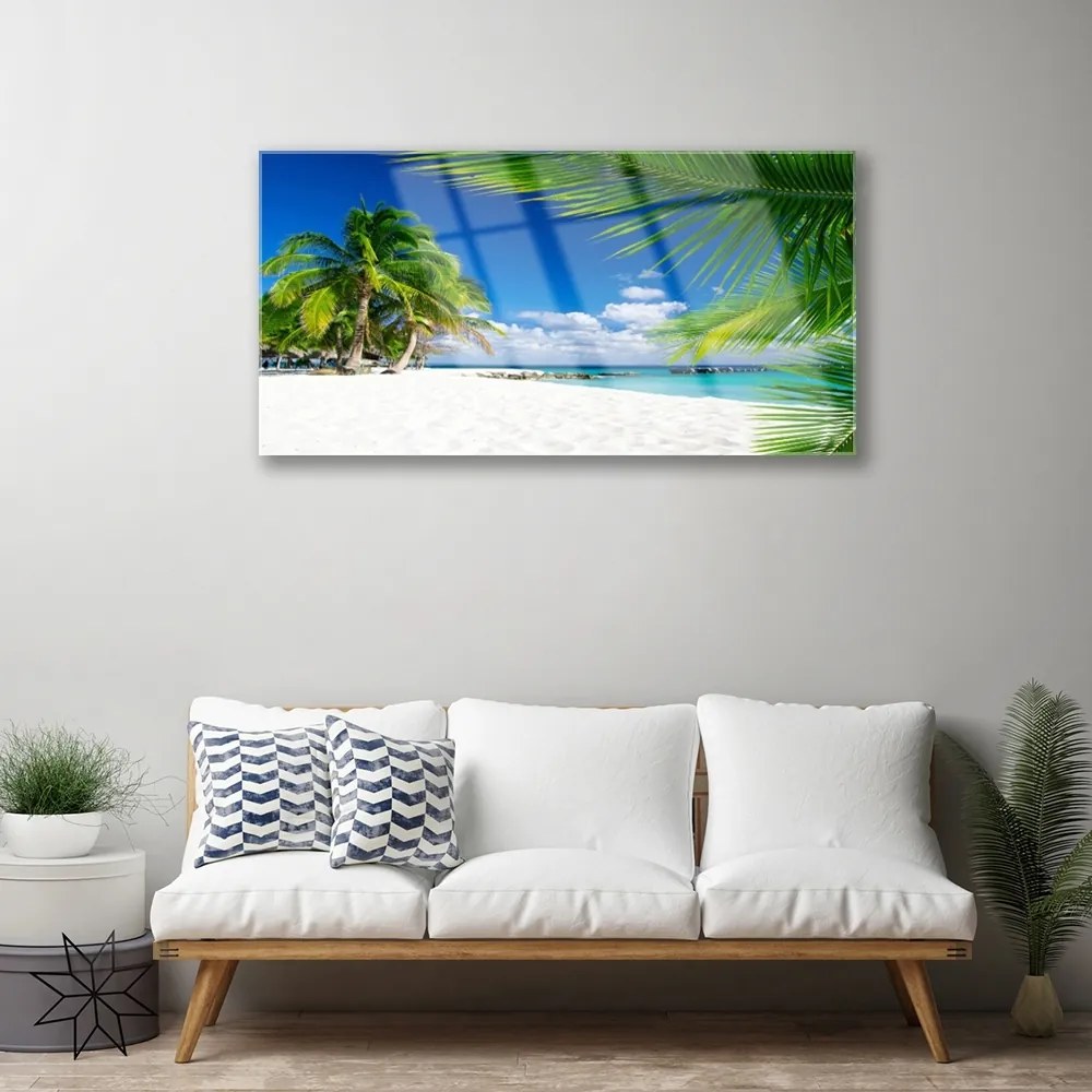 Obraz na skle Tropická Pláž Moře Výhled 140x70 cm