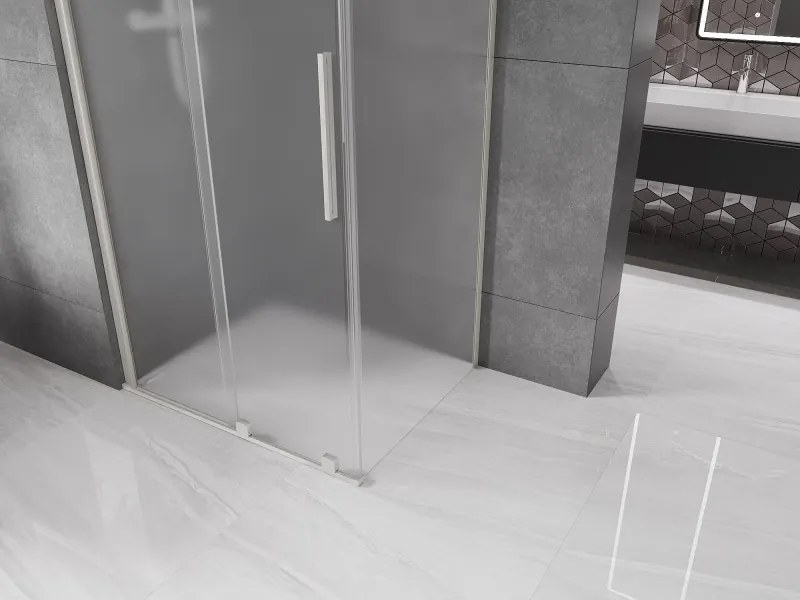 Mexen Velar, sprchový kout s posuvnými dveřmi 110 x 100 cm, 8mm sklo námraza, broušená ocel, 871-110-100-31-97