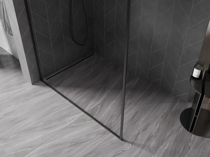 Mexen Kioto-XF sprchová stěna Walk-in s rámem 120 x 202 cm, transparentní 10 mm, černá - 800-120-104-70-00-X