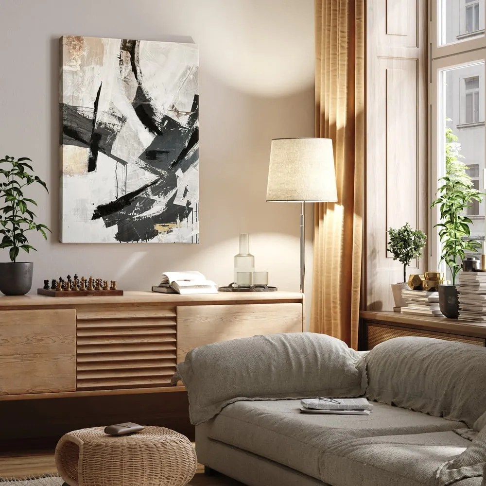 Obraz s ručně malovanými prvky na plátně 70x100 cm Ash – Styler