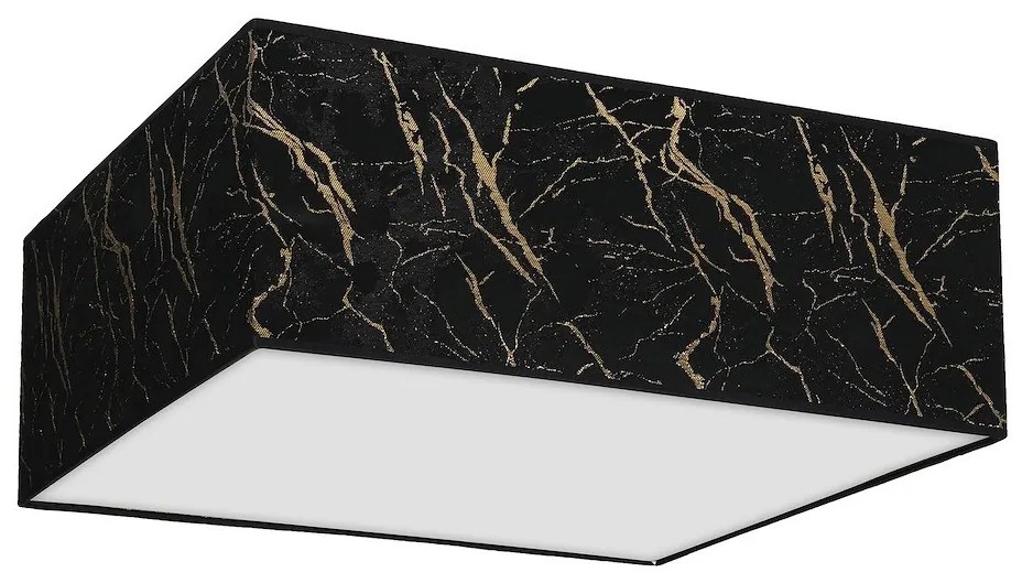 Stropní svítidlo Senso Square, 1x černé/zlaté textilní stínítko, (bílé plexisklo), (50 cm)