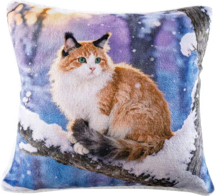 Sada 2 ks povlaků na polštářky z mikroplyše SNOW CAT 45 x 45 cm