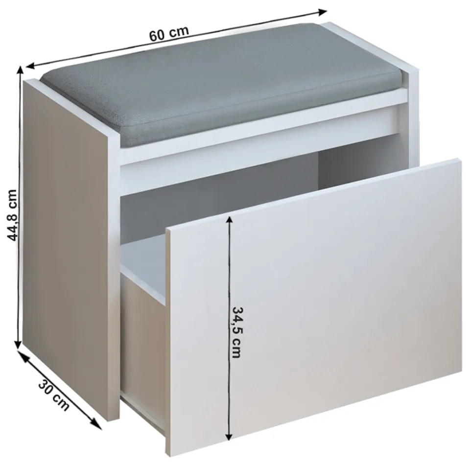 Kondela Lavice s úložným prostorem, bílá, BERGI