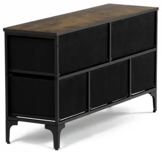 Retro komoda s nápisy 5 zásuvkami 103x30x56 AUK-W2103 BK
