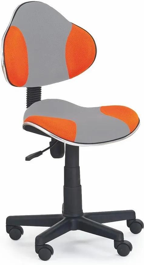 Dětská židle s kolečky Leli 6, PVC + membránová tkanina, šedá / oranžová