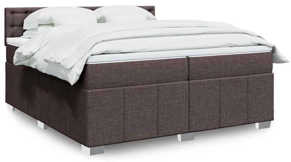 Box spring postel s matrací tmavě hnědá 200x200 cm textil