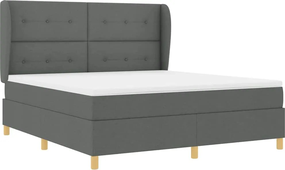 Postel s boxspringem s čelo Tmavě šedá 200 x 180 cm textil 3340768