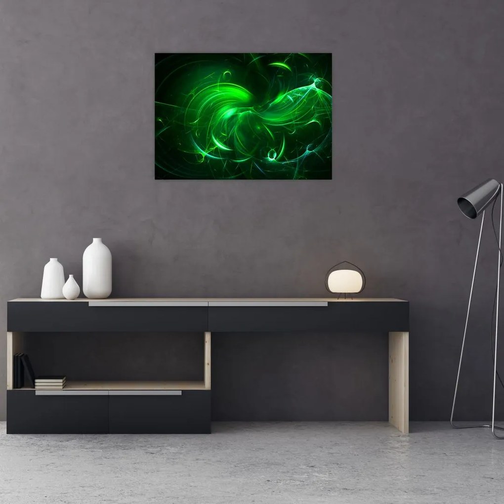 Skleněný obraz - zelená abstrakce (70x50 cm)